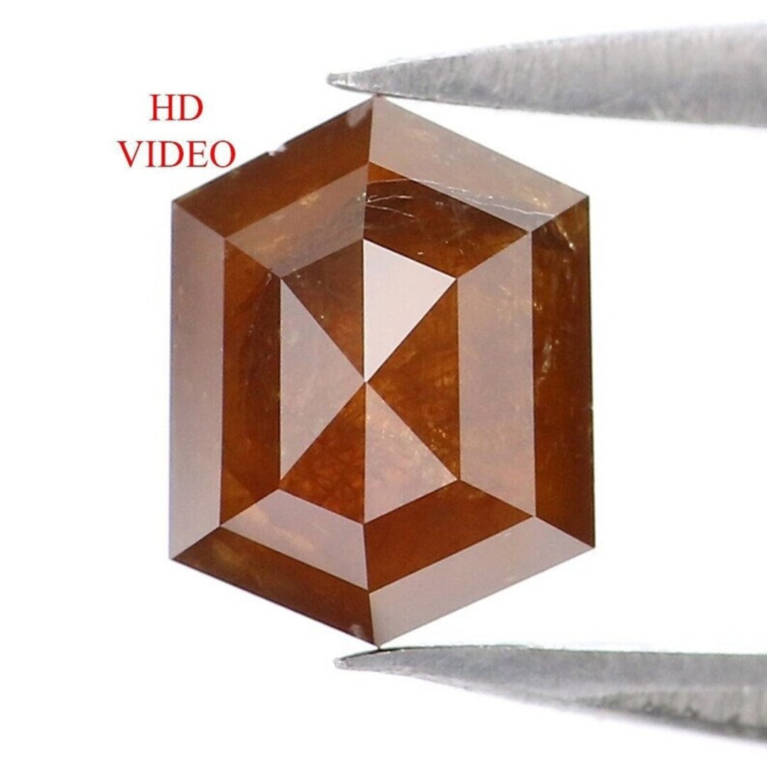0.87 CT Natural Loose Hexagon Shape Diamond Brown Color Hexagon Cut ...