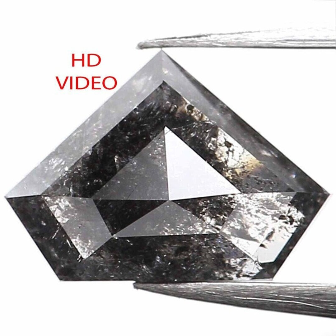 0.90 CT Natural Loose Shield Shape Diamond Salt and Pepper Shield Cut ...