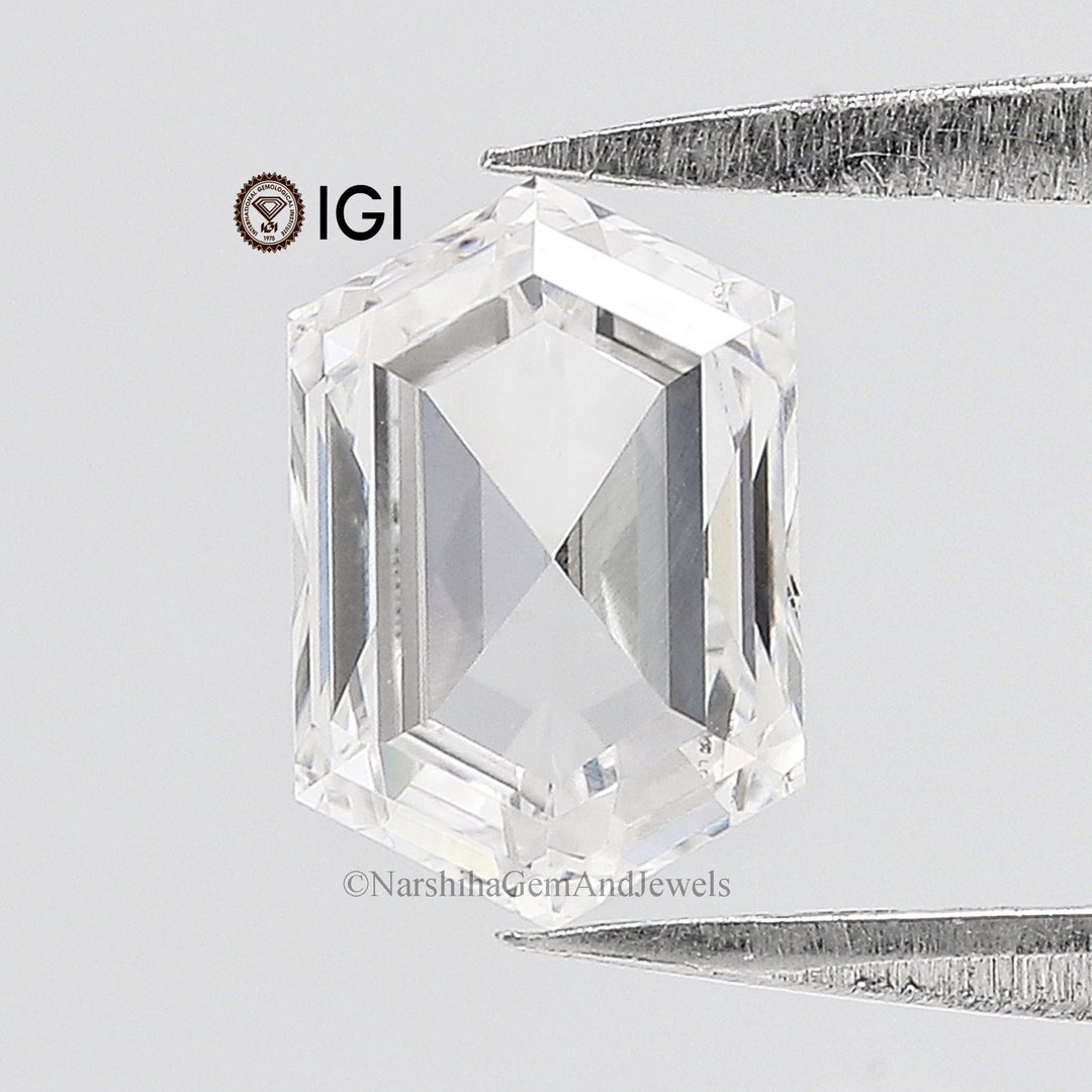 1.49 CT IGI Certified Hexagonal Modified Step Cut Diamond White - F ...