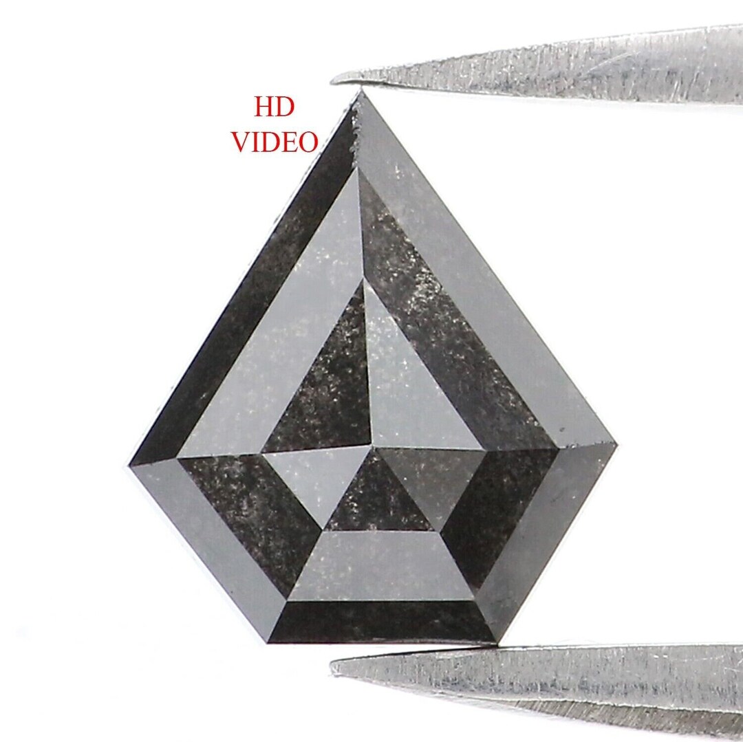 1.37 Ct Natural Loose Shield Shape Diamond Salt and Pepper Shield ...