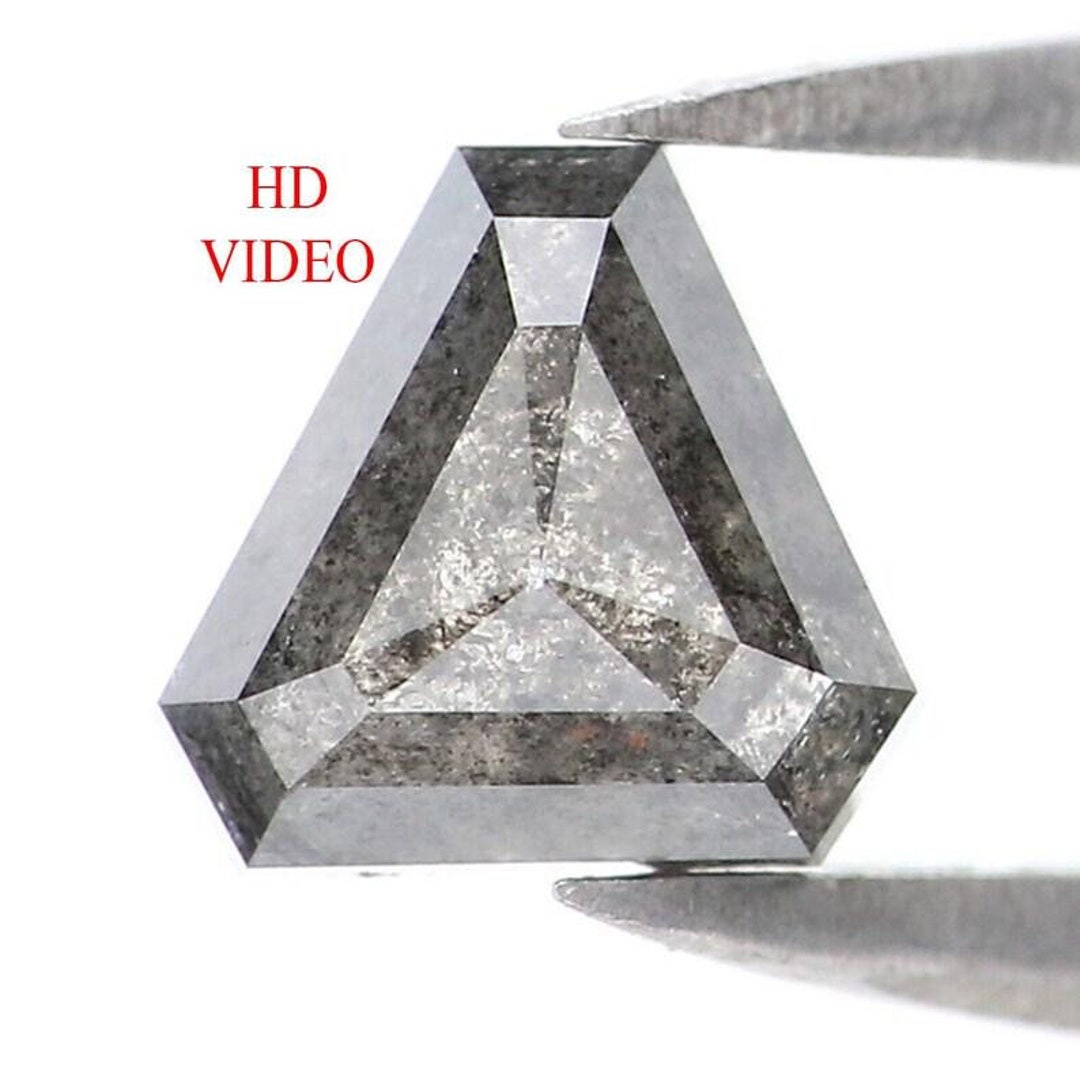 0.77 CT Natural Loose Triangle Shape Diamond Salt and Pepper Triangle ...
