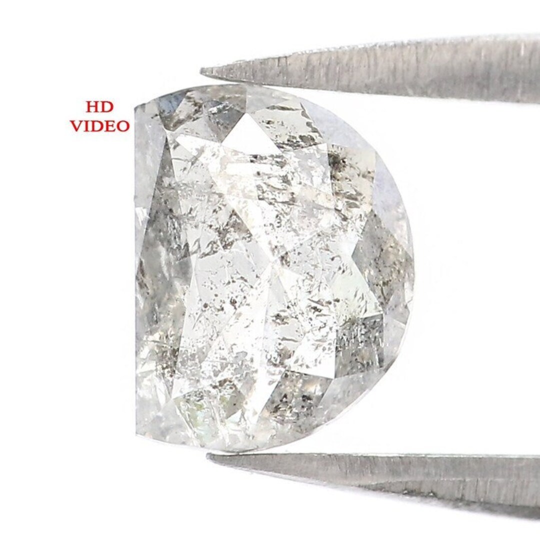 0.94 CT Natural Loose Half Moon Shape Diamond Salt and Pepper Half Moon ...