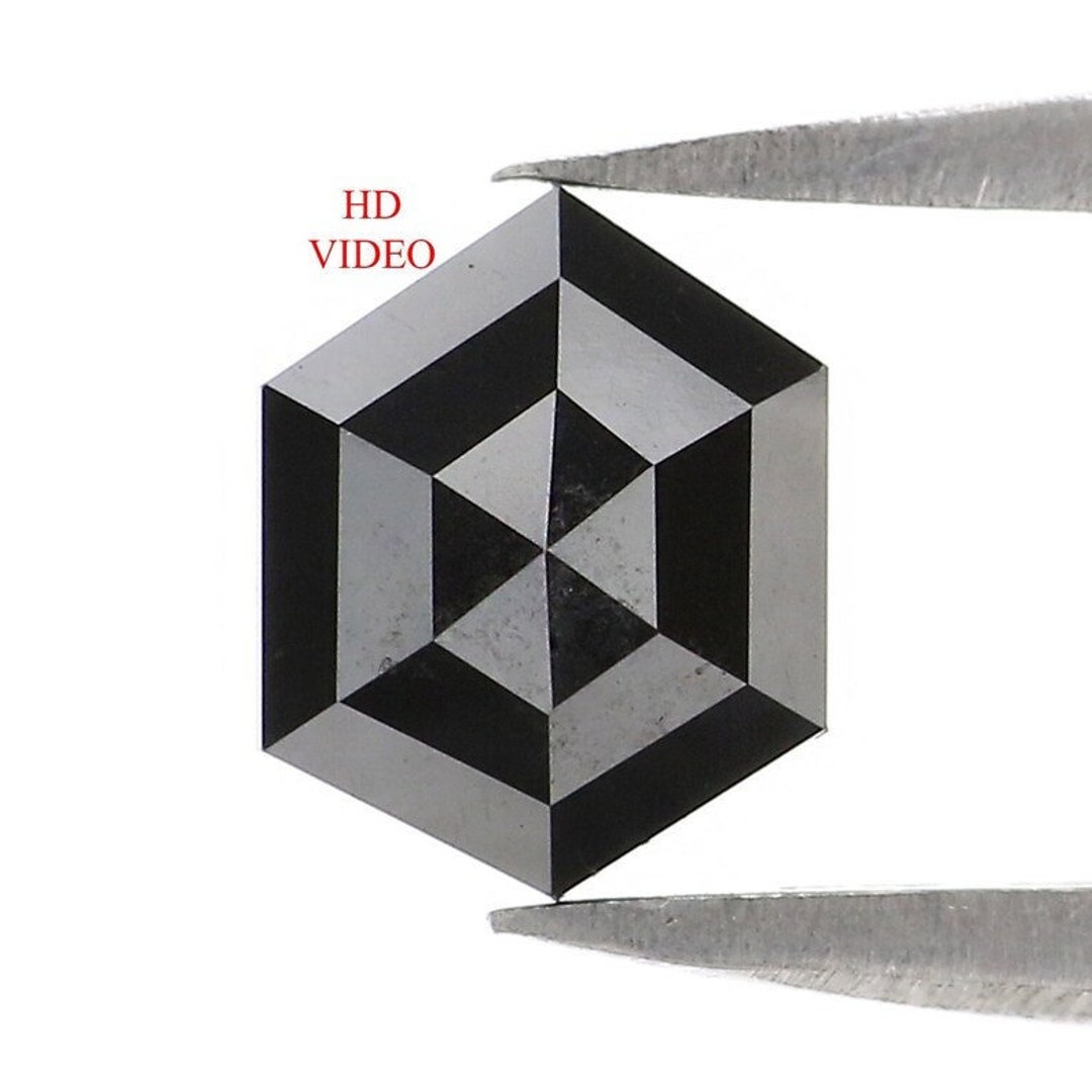 0.91 CT Natural Loose Hexagon Shape Diamond Black Color Hexagon Cut ...