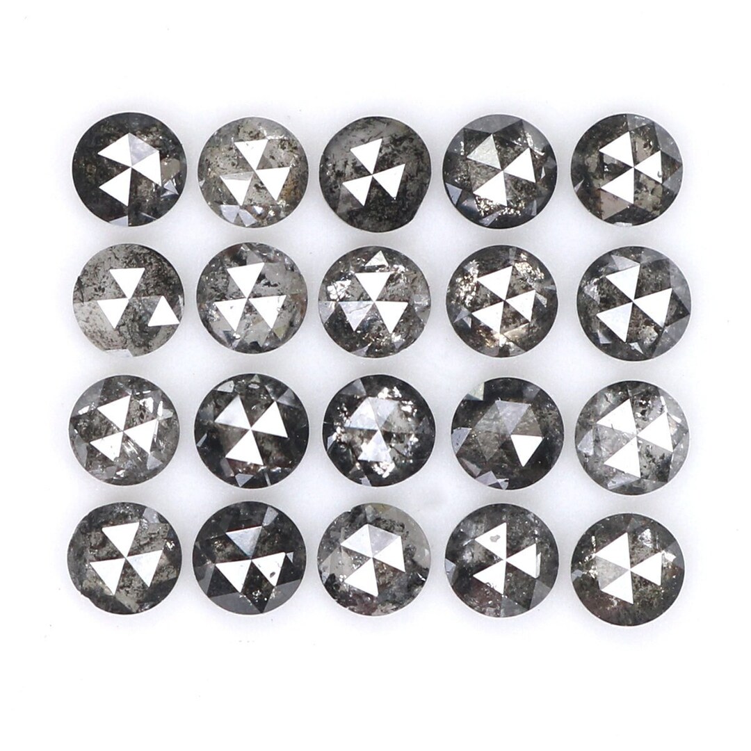 1.05 CT Natural Loose Rose Cut Diamond Salt and Pepper Round Diamond 2. ...