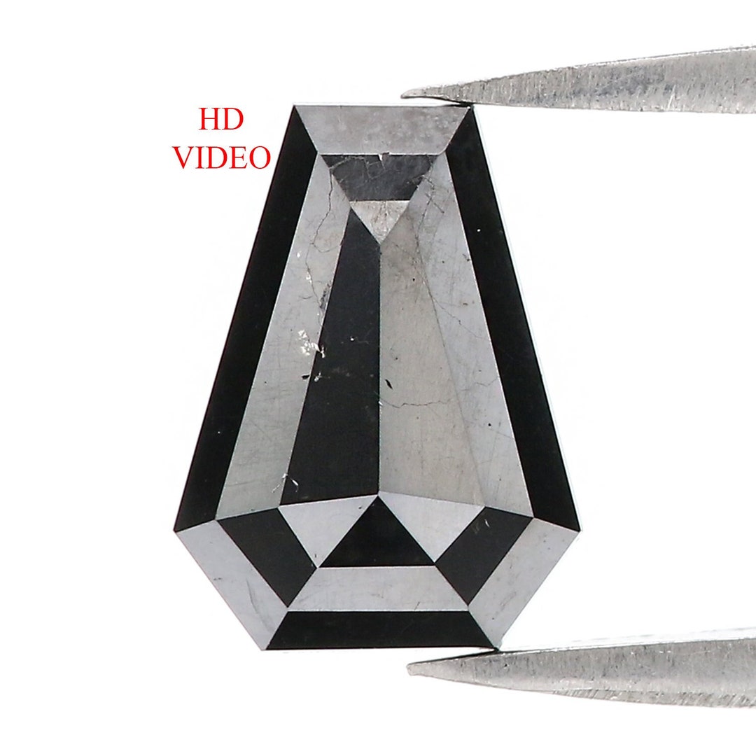 1.72 CT Natural Loose Coffin Shape Diamond Black Color Coffin Cut Diamond 9.60 MM Natural ...