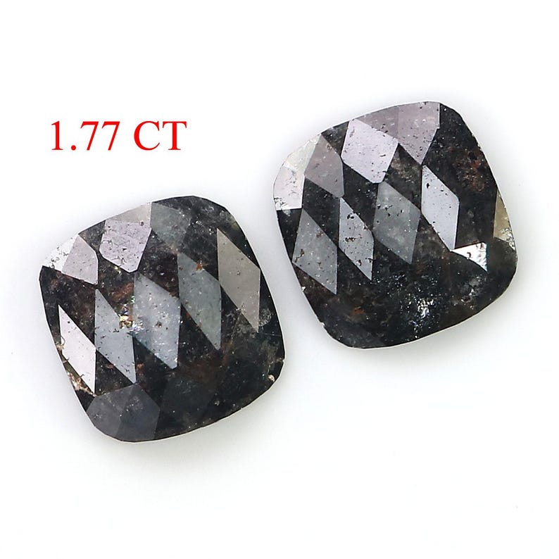 1.77 CT Natural Loose Cushion Shape Pair Diamond Salt and Pepper ...