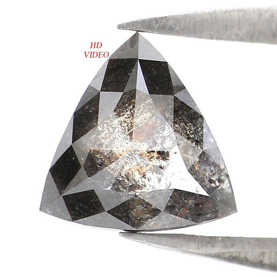 0.87 Ct Natural Loose Triangle Shape Diamond Salt and Pepper Triangle ...