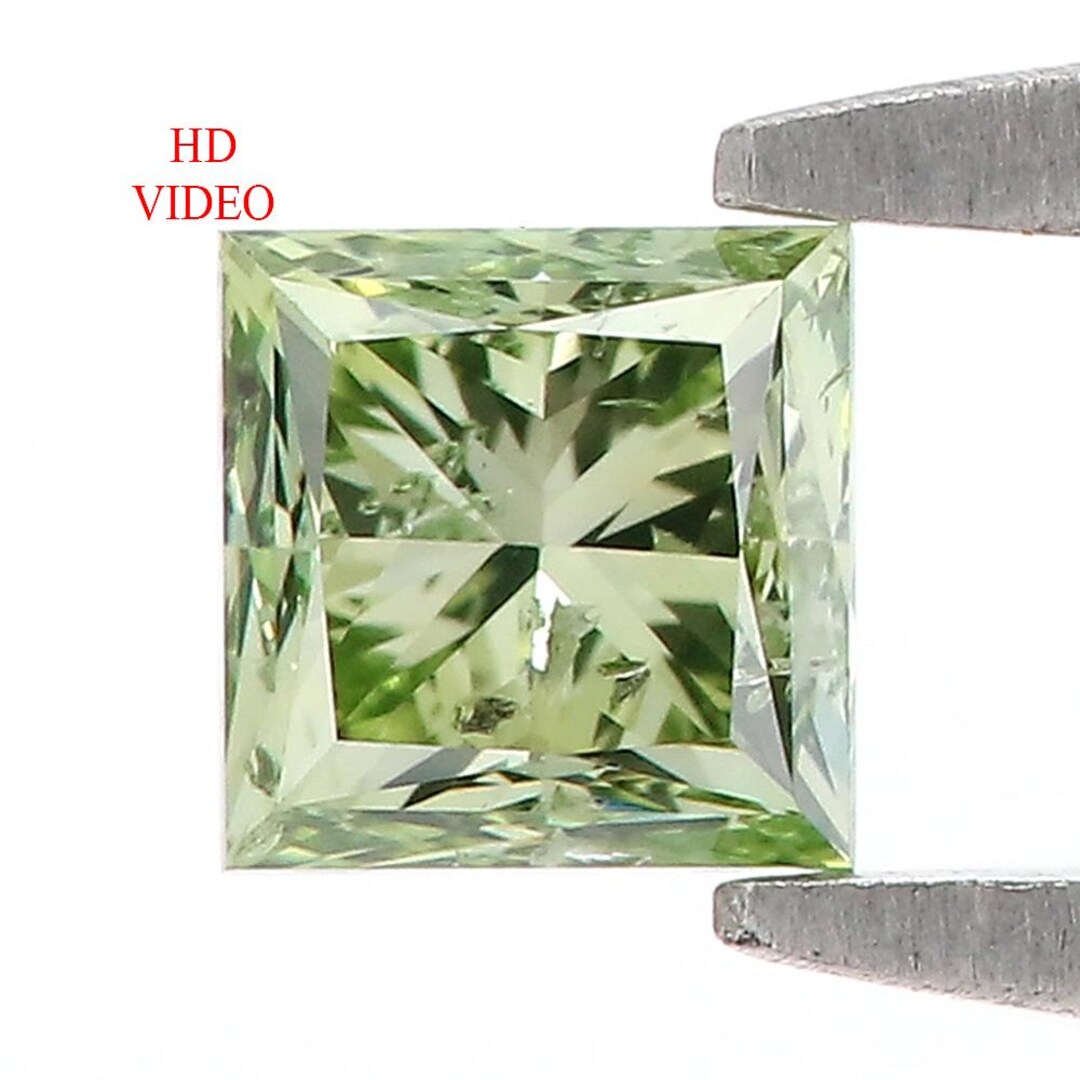 0.44 CT Natural Loose Princess Shape Diamond Green Color Princess Cut ...