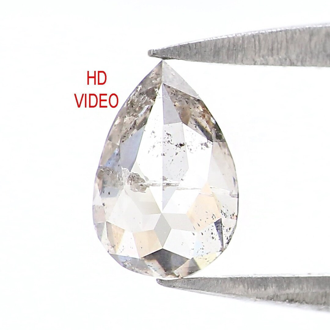 0.53 CT Natural Loose Pear Shape Diamond Salt and Pepper Pear Cut ...