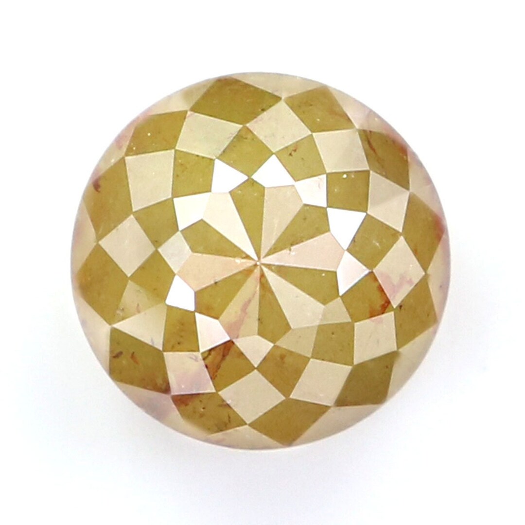 1.54 CT Natural Loose Rose Cut Diamond Yellow Green Color Round Shape ...