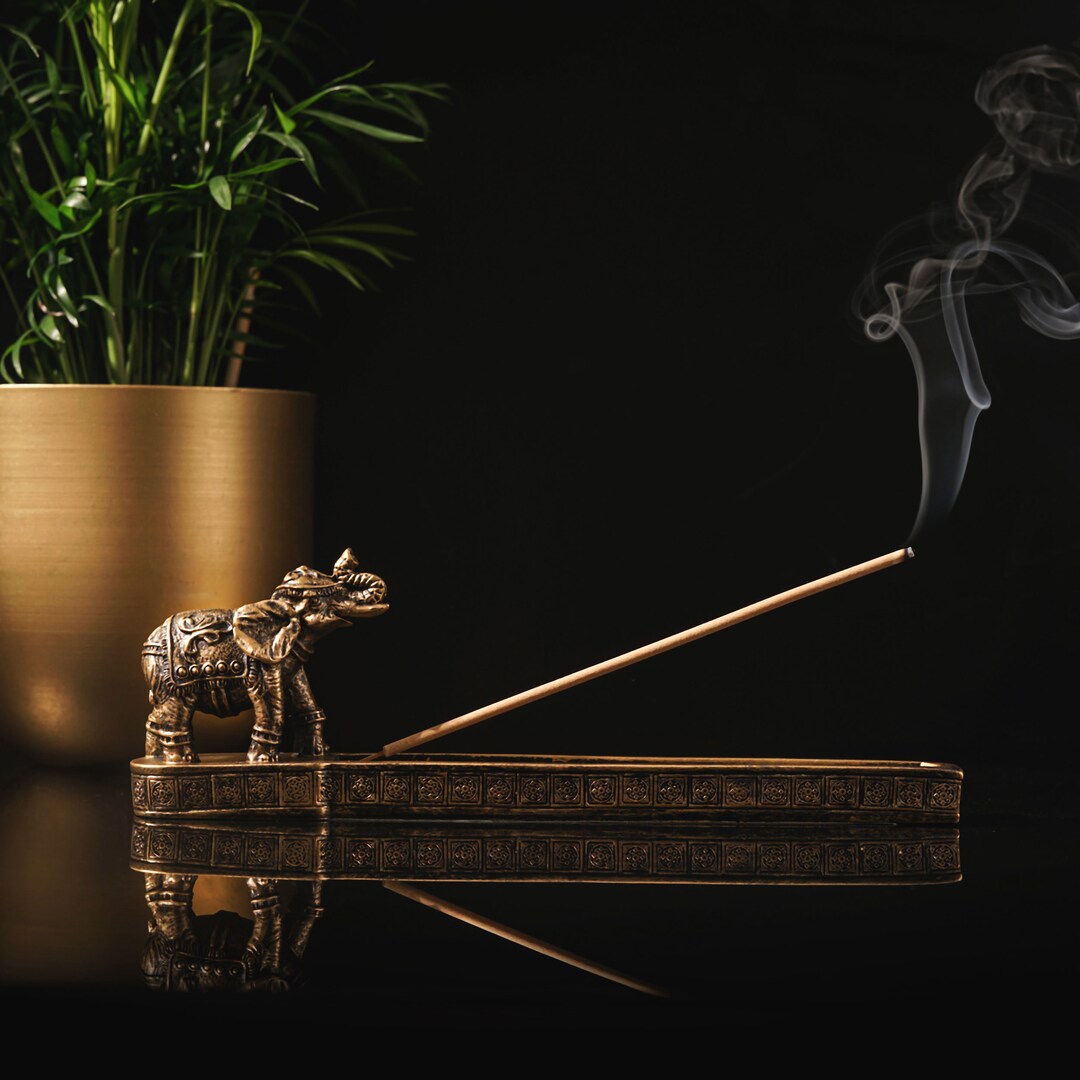 Gold Elephant Incense Holder - Incense Stick Burner Tray - Incense ...