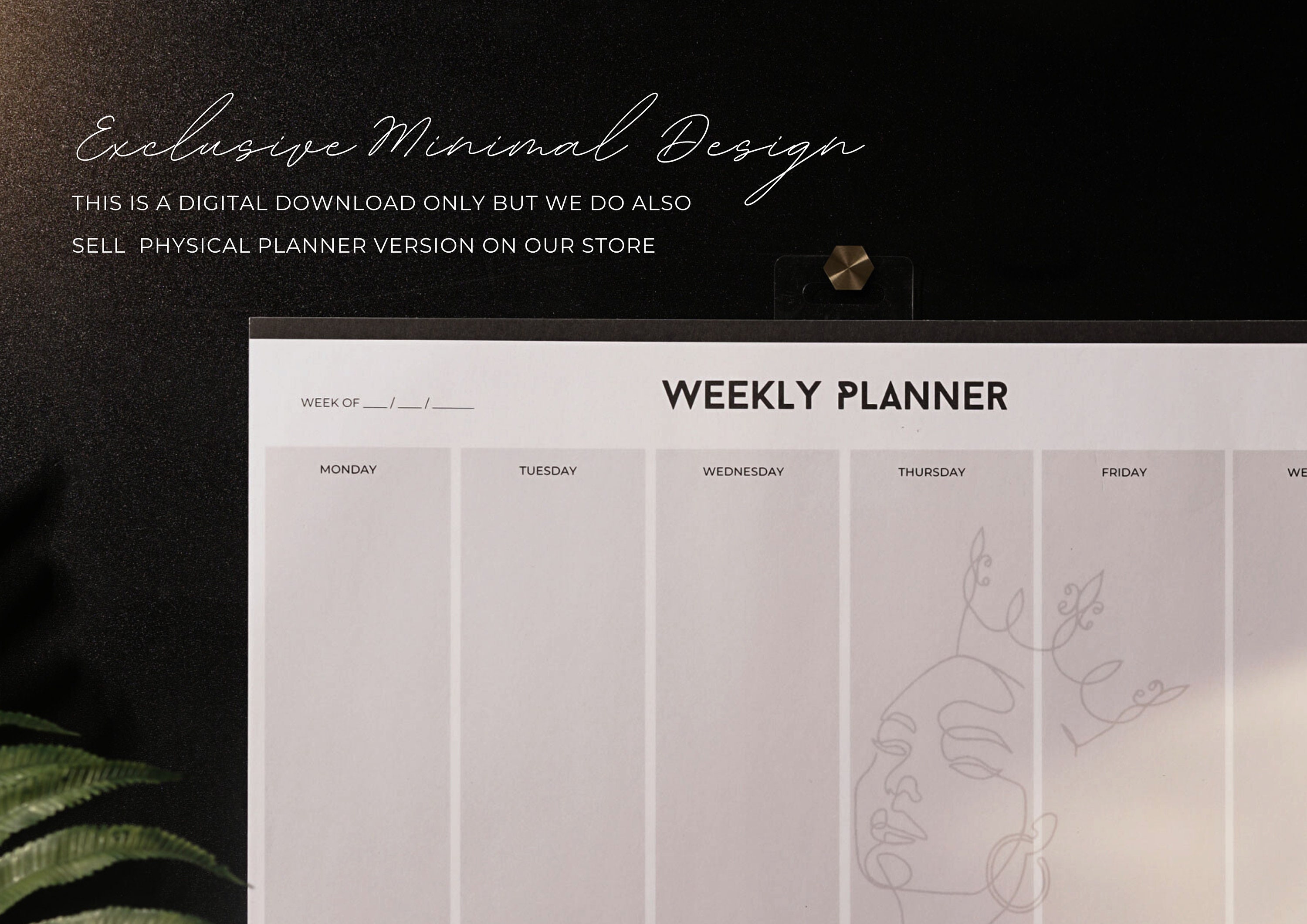 Minimalist Weekly Planner: Printable Undated Schedule (digital Download ...