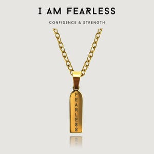 Fearless Engraved Pendant Necklace - 18k Gold Plated Engraved Necklace ...