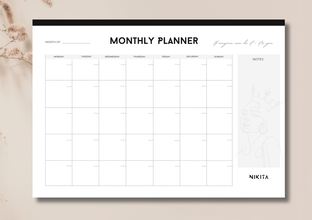 Digitaler Monatsplaner Kalender Minimal Undatiert Printable - Etsy.de