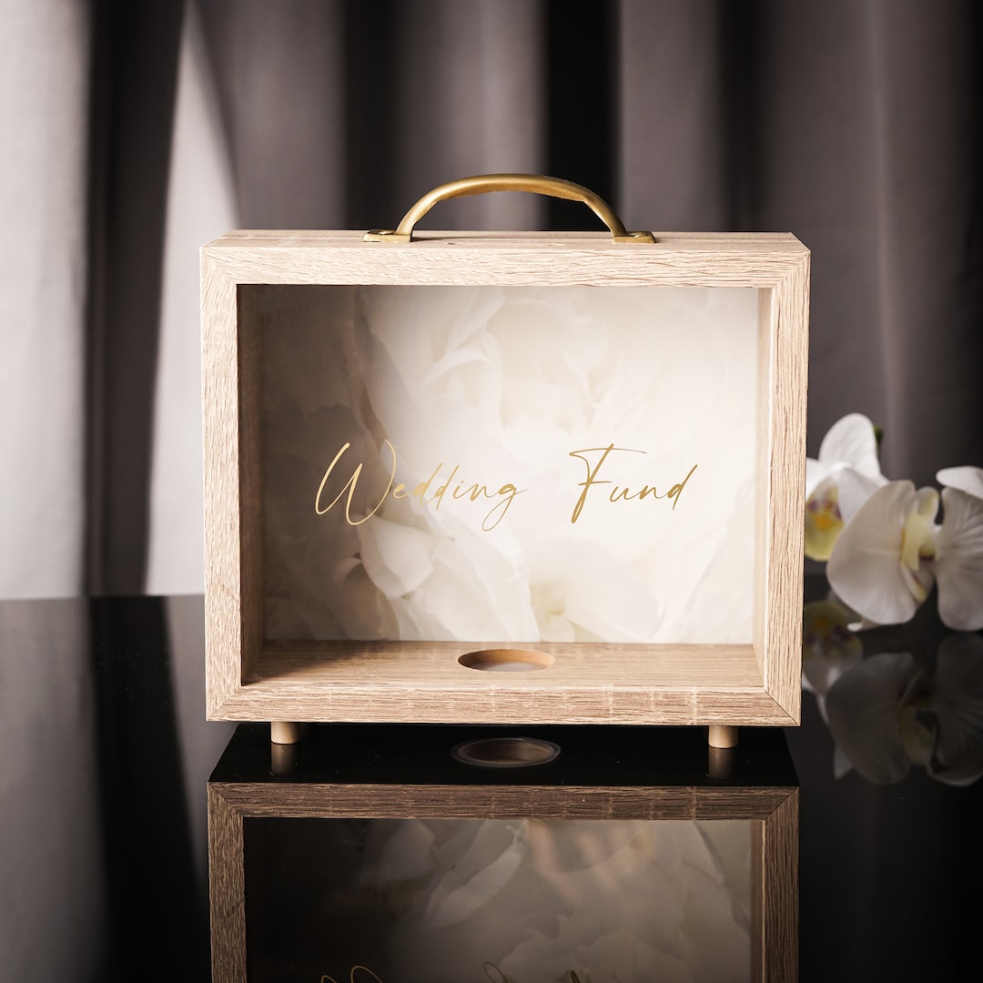 Wedding Fund Box, Wooden Money Box, Engagement Gift Box, Piggy Bank ...