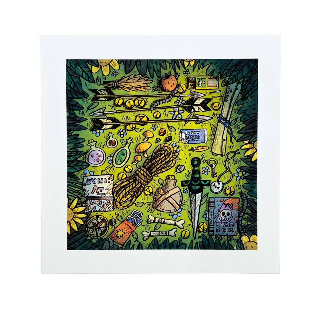 Fantasy Loot Art Print, RPG Adventure Gear Illustration - Etsy