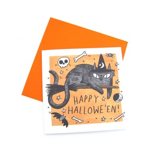 Happy Halloween Witch Cat Greetings Card With Surprise Inside - Etsy
