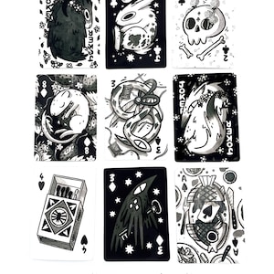 Playing Card Sticker Pack, 9 Poker Card Stickers, Monochrome Cute Ink ...