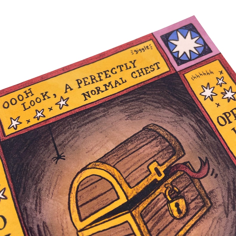 Mimic Chest Surprise Birthday Card, Funny Fantasy Themed Card Perfect ...