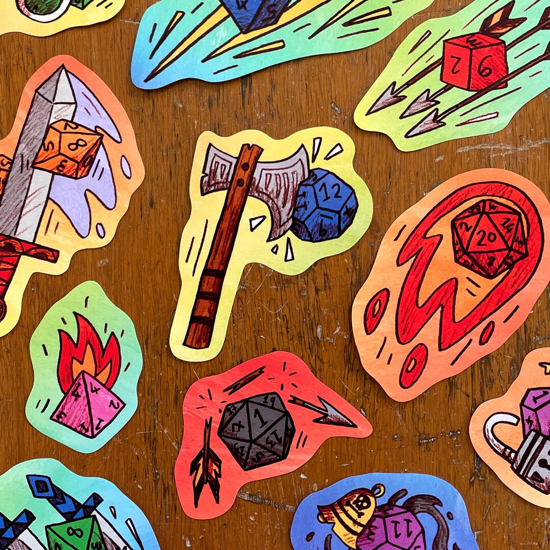 Polyhedral Dice Sticker Pack, Rainbow Gamer Stickers - Etsy
