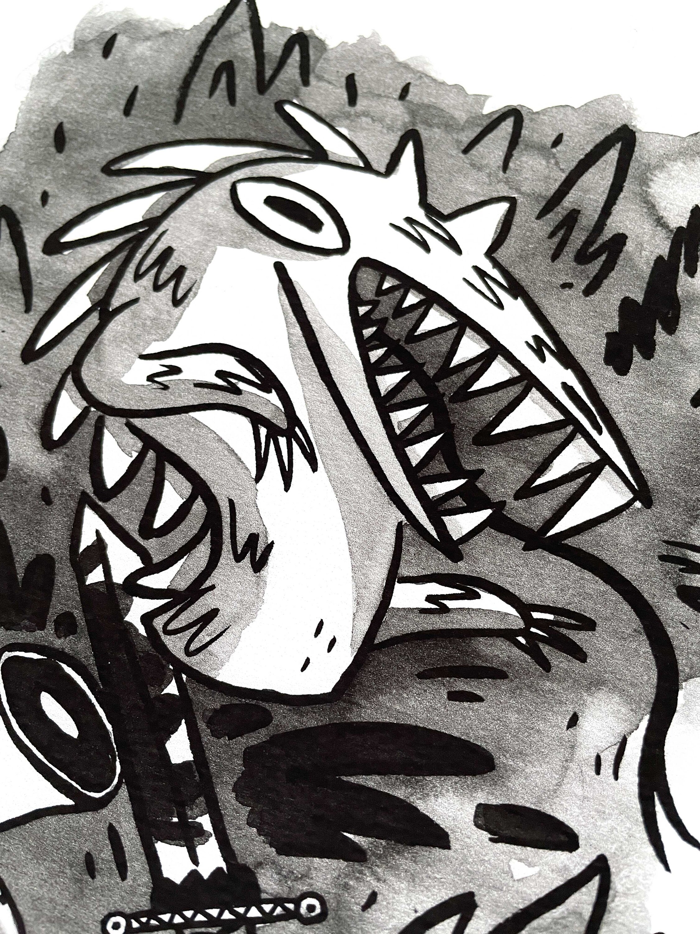 Derpy Dragon Art Print Ink Illustration Cute and Fun - Etsy