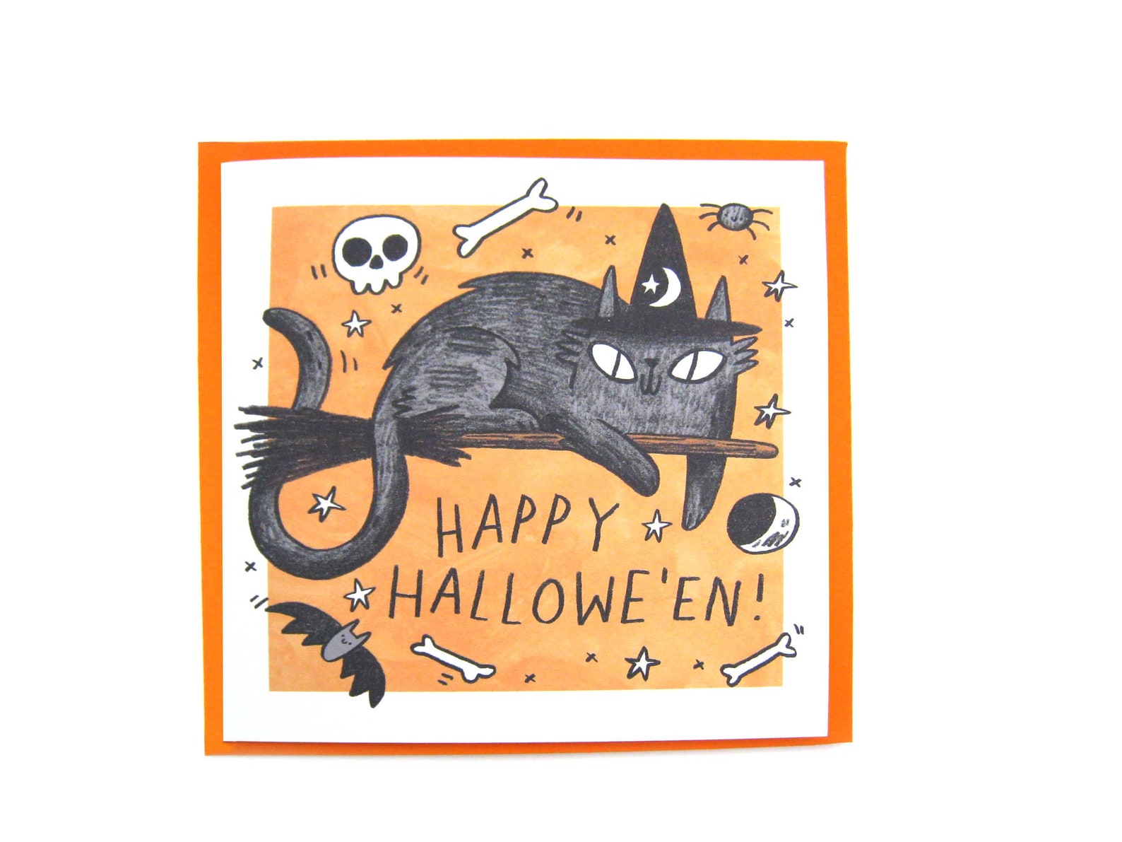 Happy Halloween Witch Cat Greetings Card With Surprise Inside | Etsy