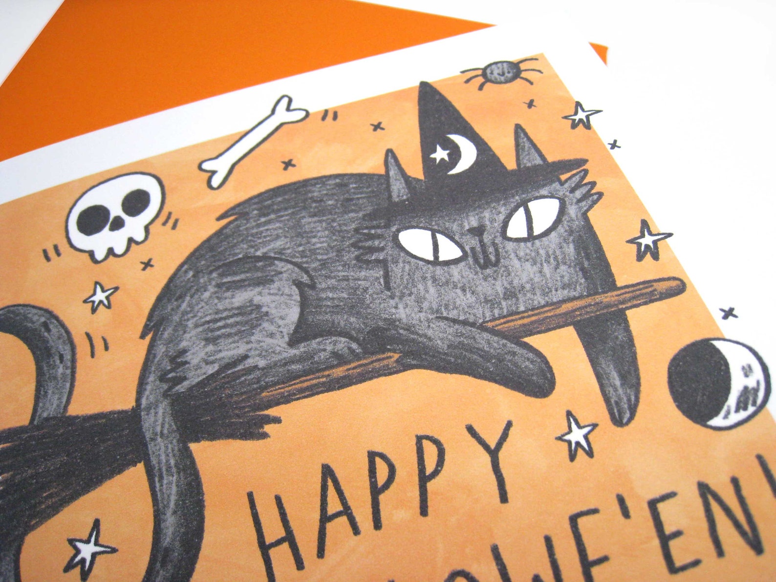 Happy Halloween Witch Cat Greetings Card With Surprise Inside - Etsy