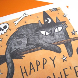 Happy Halloween Witch Cat Greetings Card With Surprise Inside - Etsy