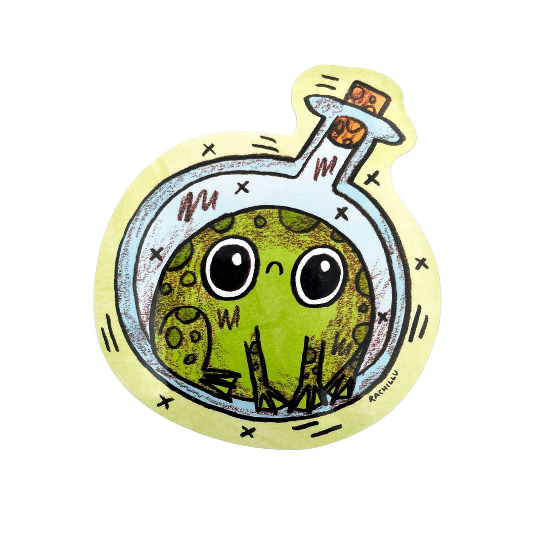 Frog Jar Sticker, Sad Toad Potion Bottle Decal - Etsy