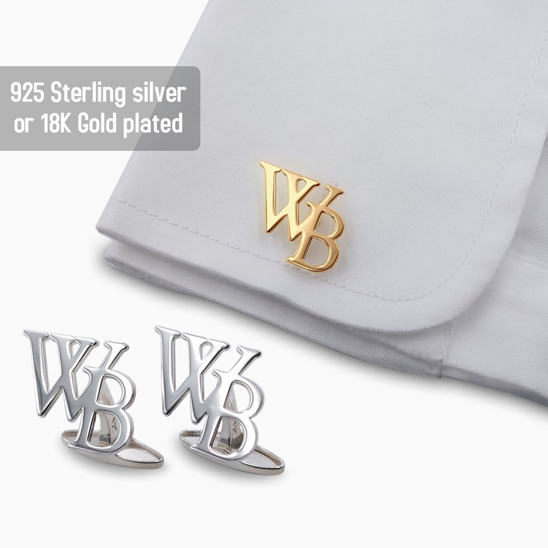 Silver Cufflinks Initial Cufflinks Letter Cufflinks for Men ...