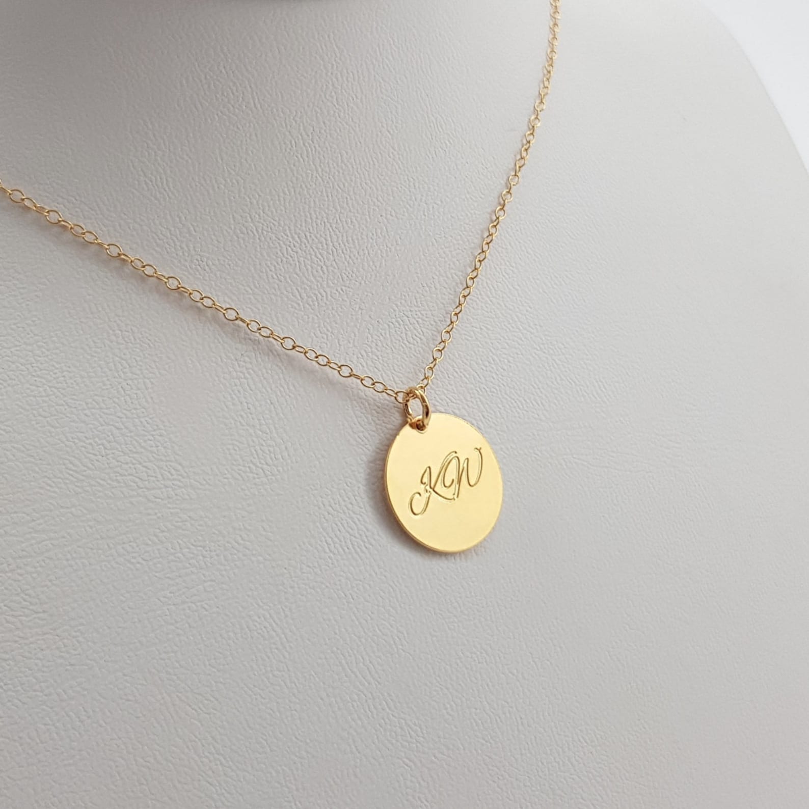 Large Personalized Initial Necklace Disc With Letter Pendant | Etsy
