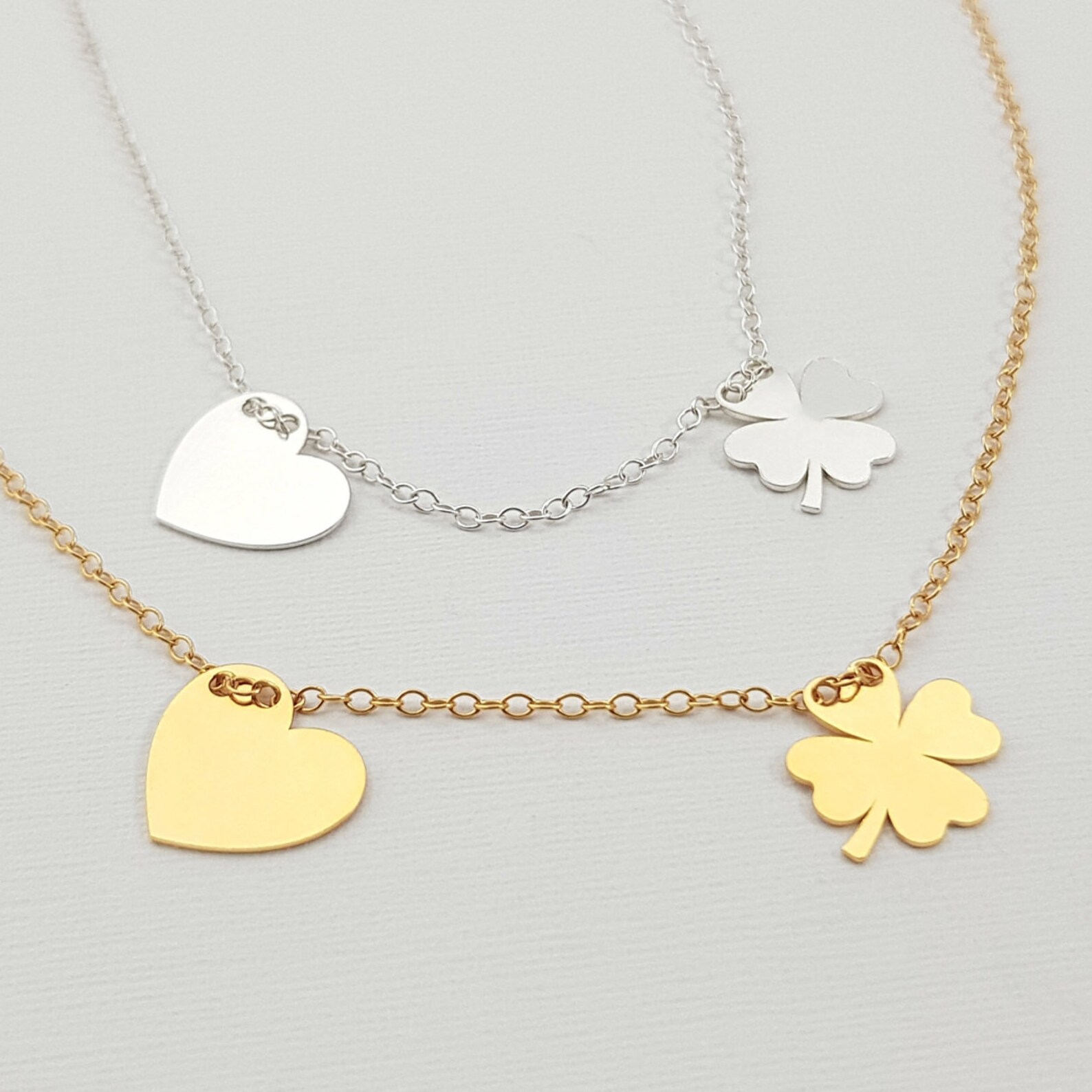 Four Leaf Clover Necklace Gold Sterling Silver - Personalized Clover ...