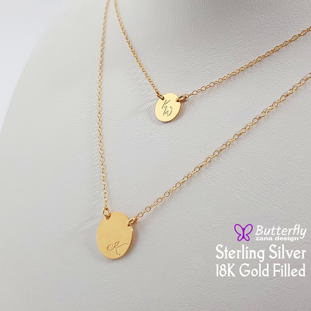 Gold Layered Disc Necklaces - Layered Initial Necklaces - Multi Layered ...