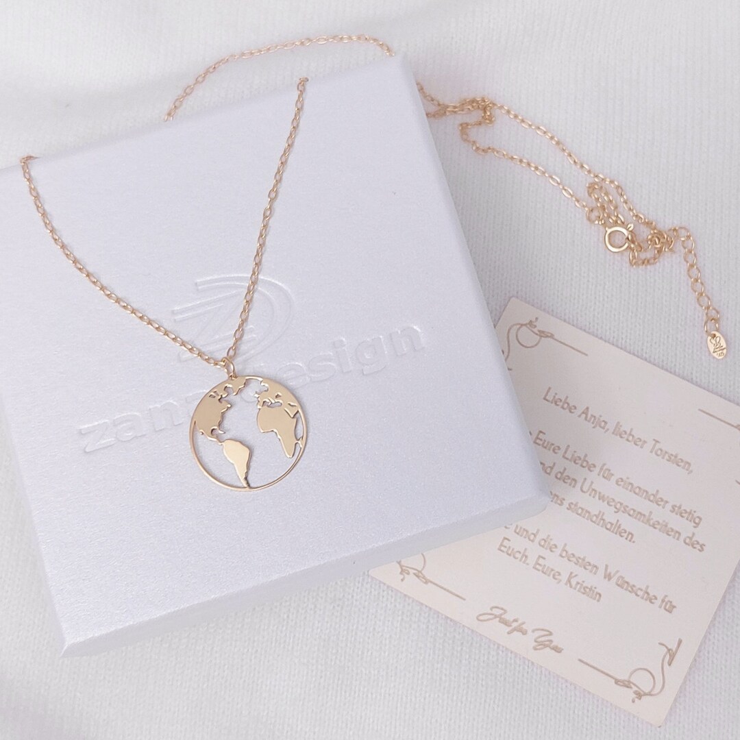 Personalized Gold Map Necklace - World Map Necklace - World Necklace ...
