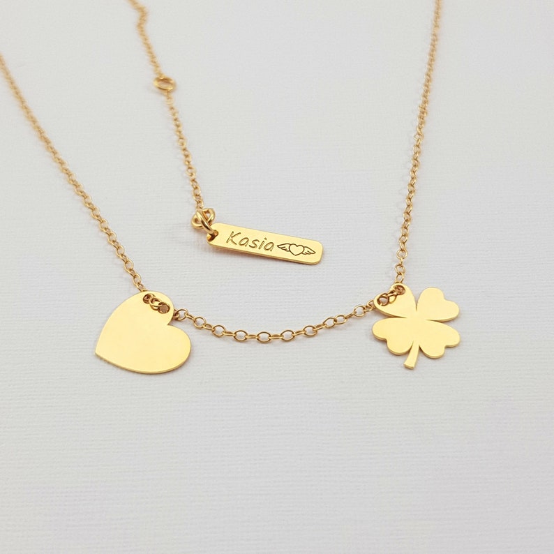 Four Leaf Clover Necklace Gold Sterling Silver - Personalized Clover ...