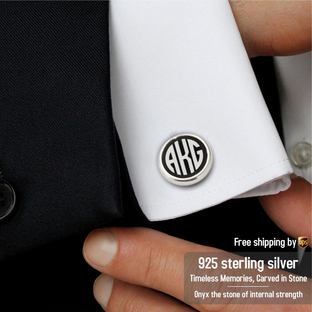Monogram Cufflinks - Monogrammed Initial Cuff Links - Wedding Groom or ...