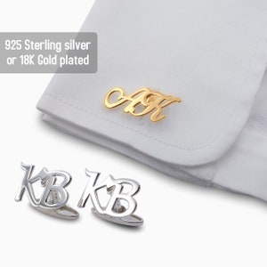 Initial Letter Cufflinks Sterling Silver Cufflinks Engraved Cufflinks Personalized Cufflinks ...