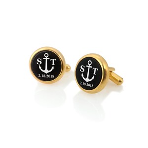 Anchor Nautical Cufflinks - Engraved Initials Date - Anchor Sterling ...