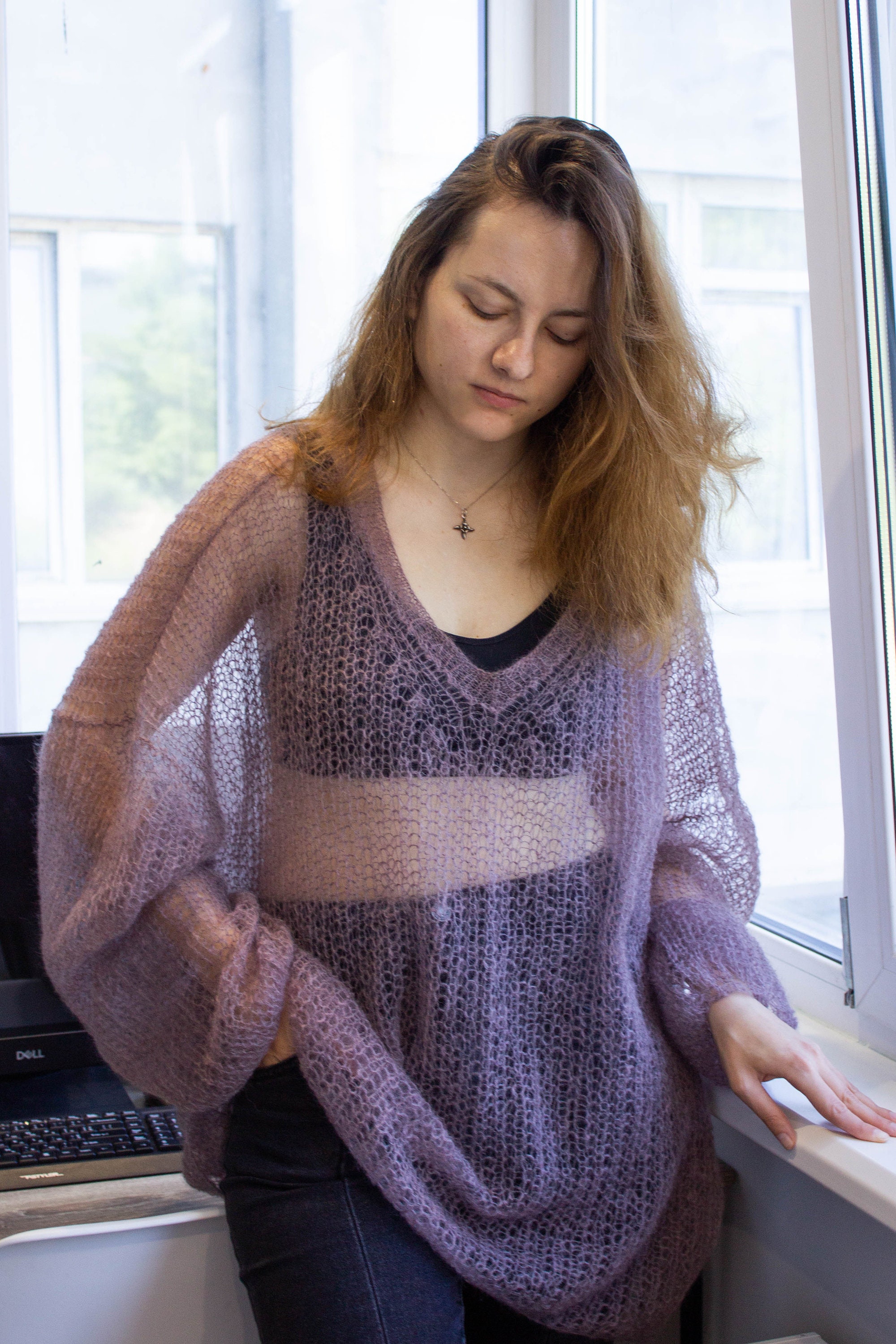 Oversized Long Silk Mohair Light Festive Sweater Dress Plus Size, Loose ...