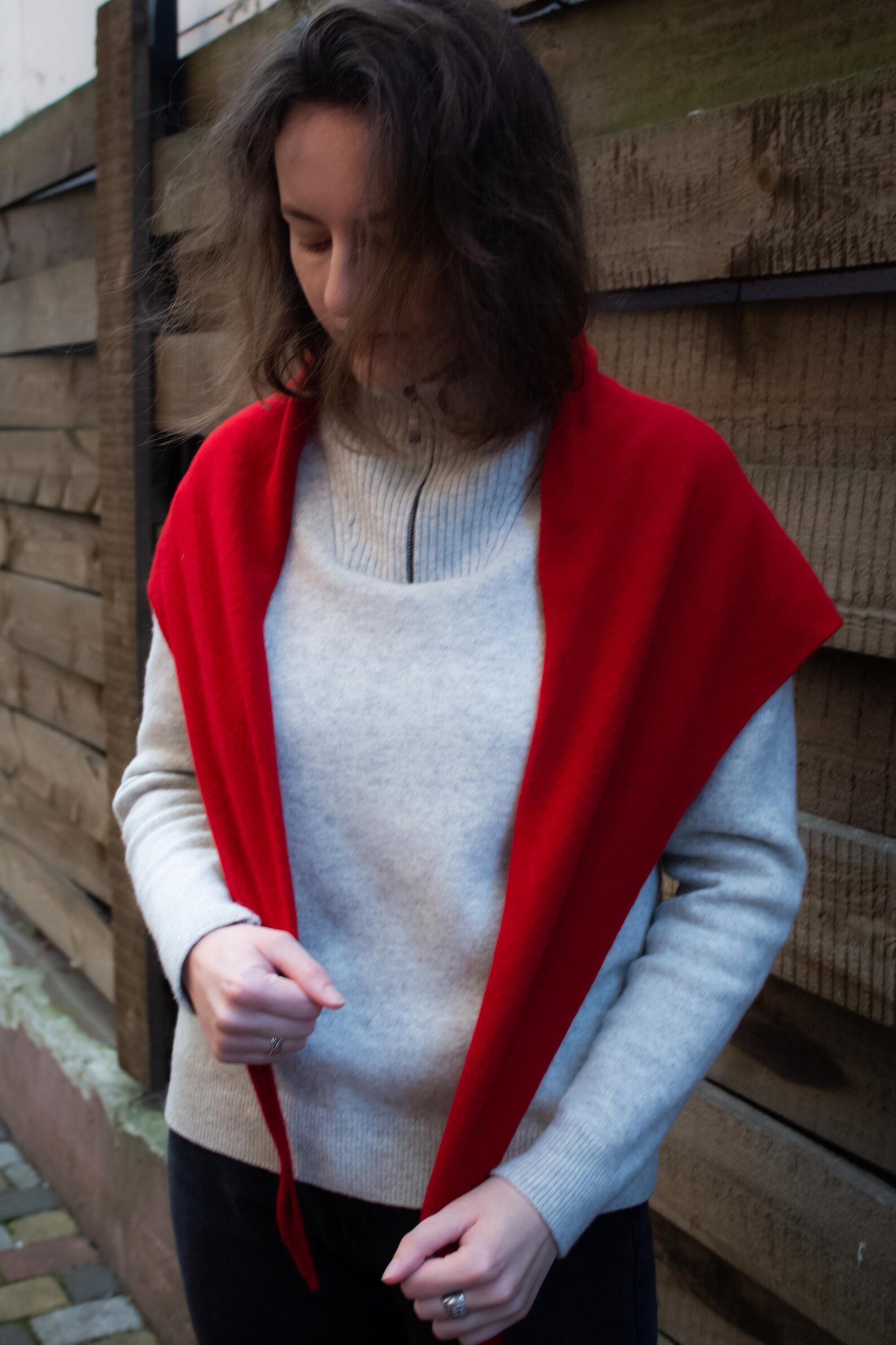 Cherry Red Merino Triangle Head Scarf Unisex, Trendy Small Boho Shawl ...