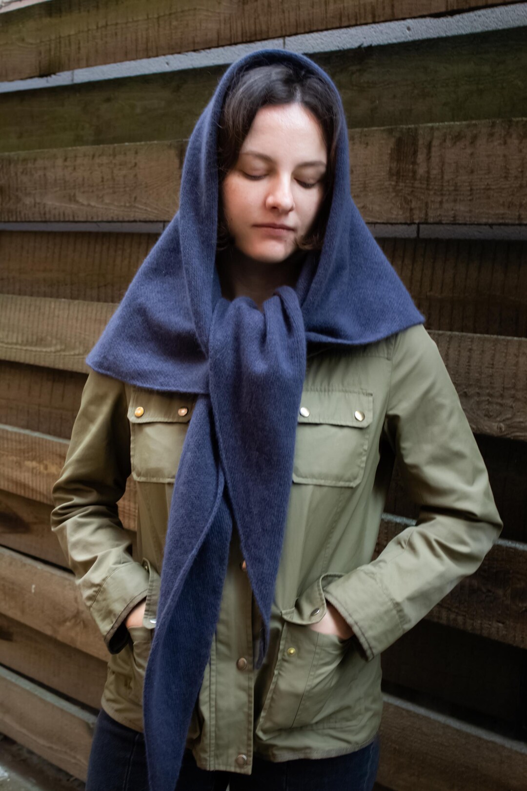 Merino Angora Baktus Wrap Asphalt Color, Unisex Rustic Kerchief, Knit ...