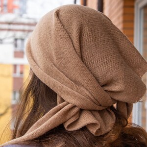 Camel Wool Rustic Kerchief Knitted Triangle Head Scarf - Etsy