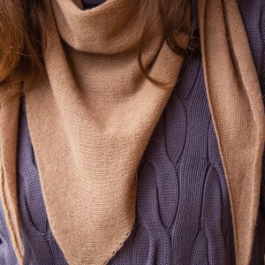 Camel Wool Rustic Kerchief Knitted Triangle Head Scarf - Etsy