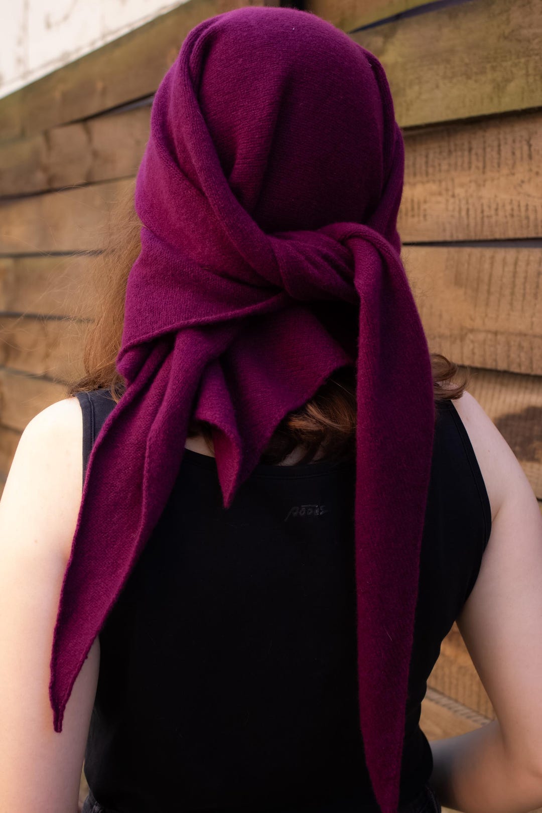 Burgundy Unisex Triangle Head Scarf, Merino Baktus Wrap, Rustic ...