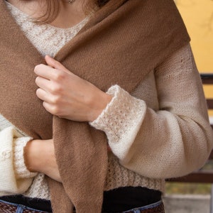 Camel Wool Rustic Kerchief Knitted Triangle Head Scarf - Etsy