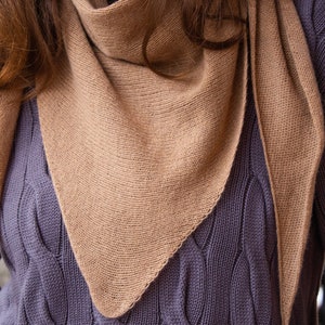 Camel Wool Rustic Kerchief Knitted Triangle Head Scarf - Etsy