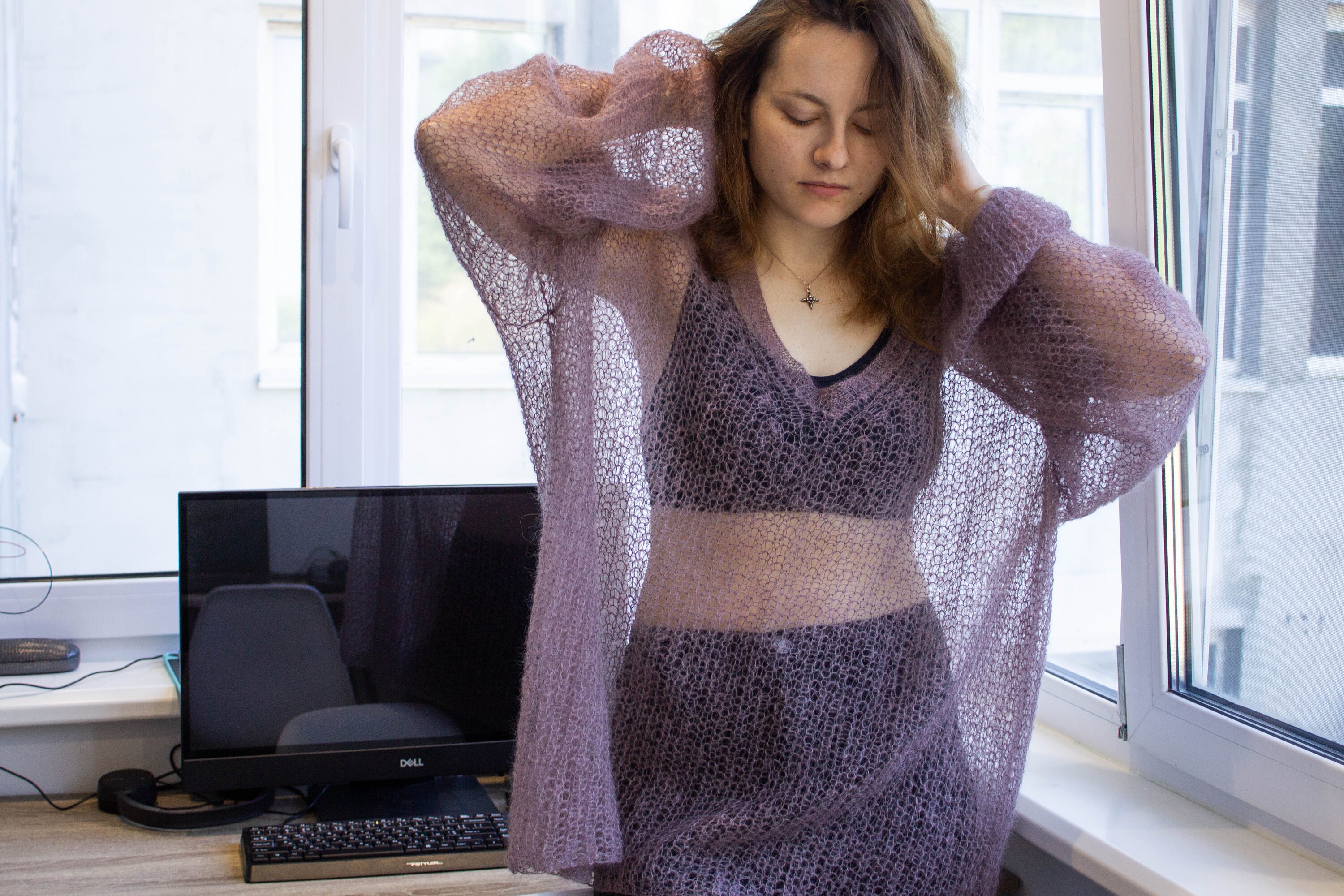 Oversized Long Silk Mohair Light Festive Sweater Dress Plus Size, Loose ...