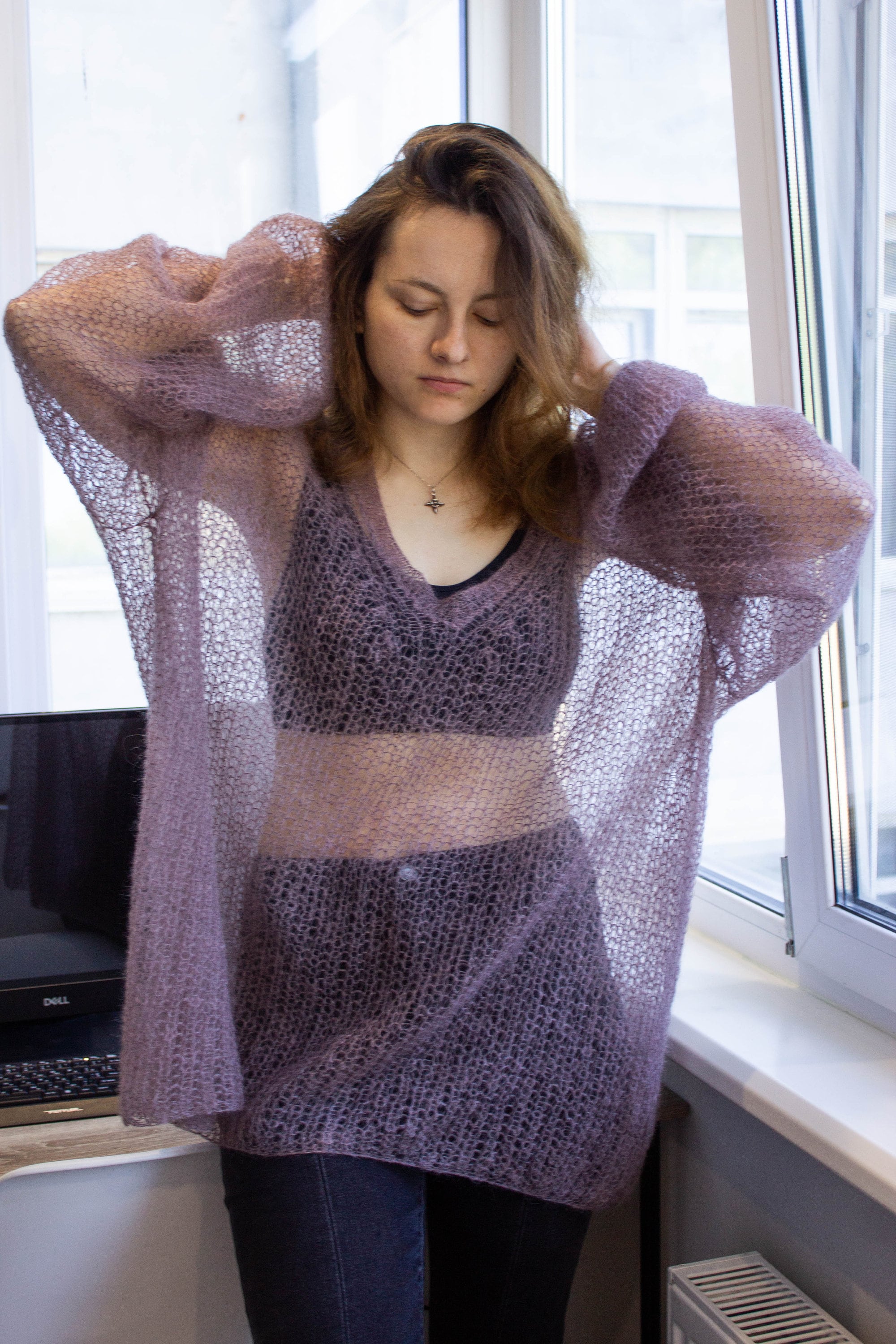 Oversized Long Silk Mohair Light Festive Sweater Dress Plus Size, Loose ...