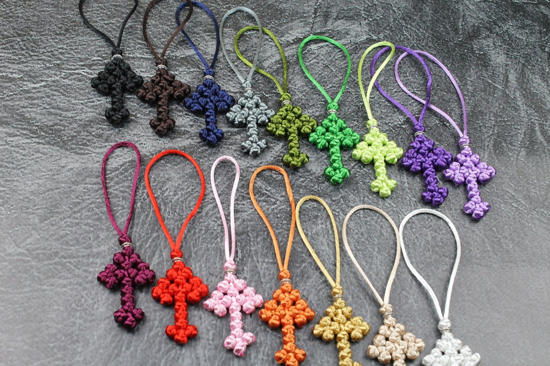 Orthodox Cross Keychain, Christian Keychain, Orthodox Prayer Rope Cross ...