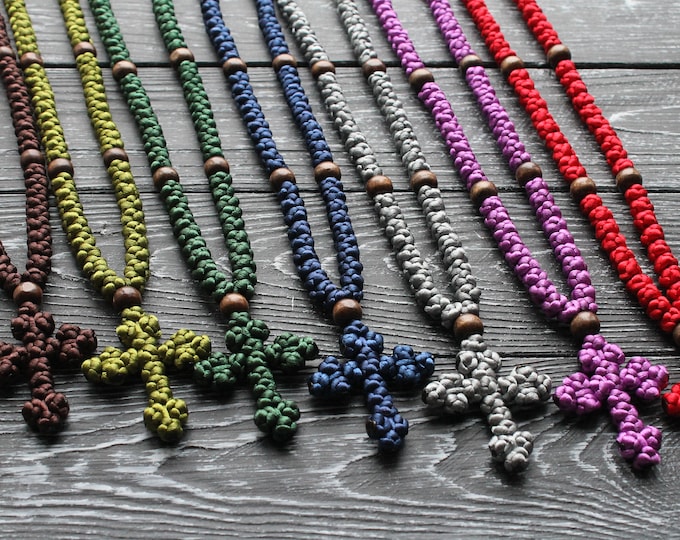 Prayer Rope 100 Knots Red Silk Thread With Red and Gold Beads With Holy ...